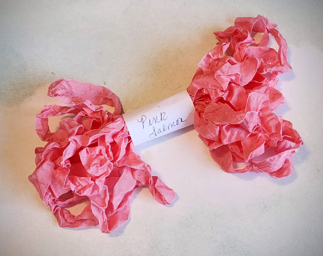 Hand Crinkled Seam Binding Ribbon in Pink Salmon Color 5 Yards ...