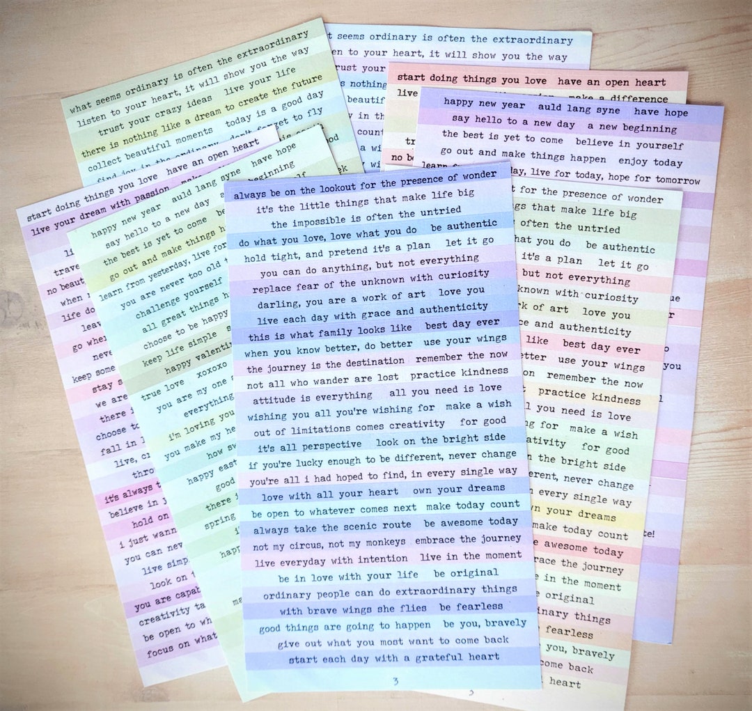 Positive Encouragement Phrases Sentiments Paper Sticker in Color Strips ...
