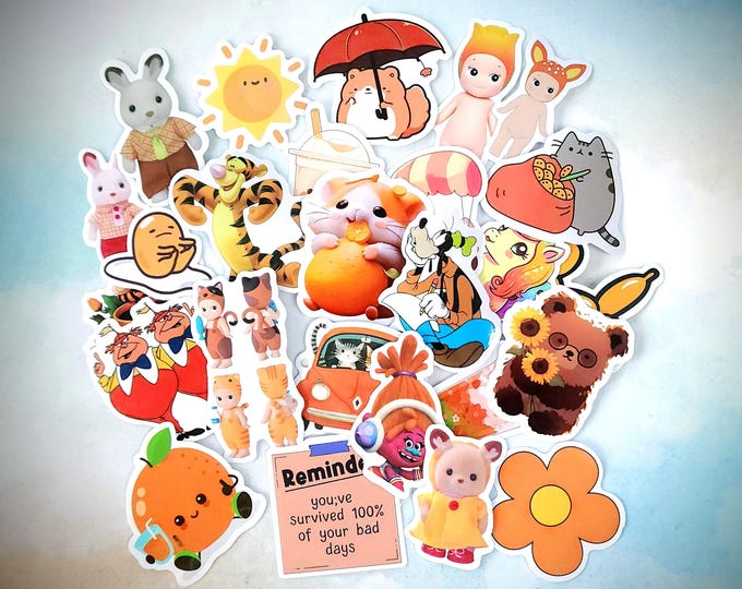 Assortment of Stickers in Orange Shades 25 Pcs for Journaling ...