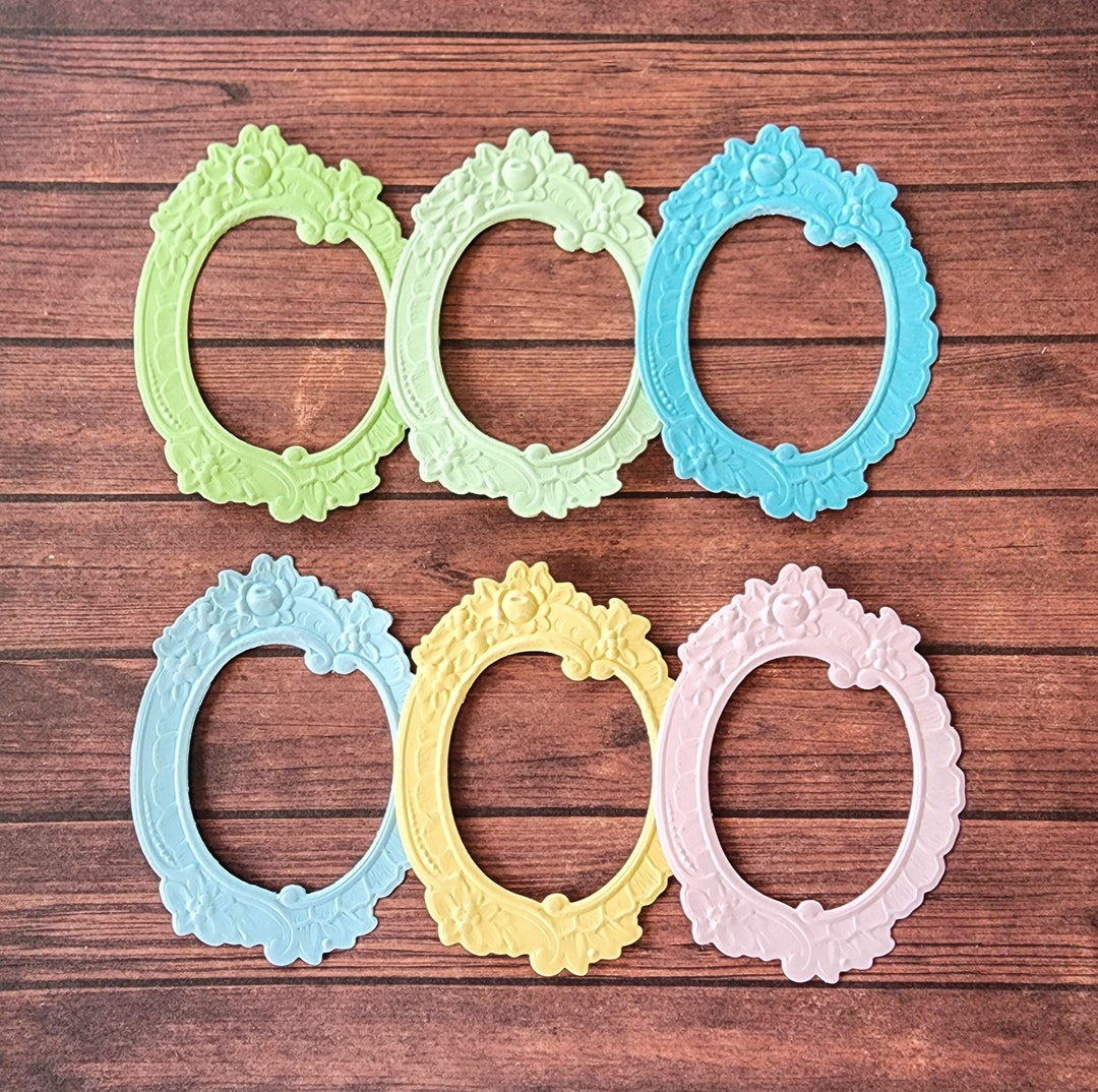 Embossed Oval Frame Die Cut in Spring Colors 5 Pieces for Paper Crafts ...