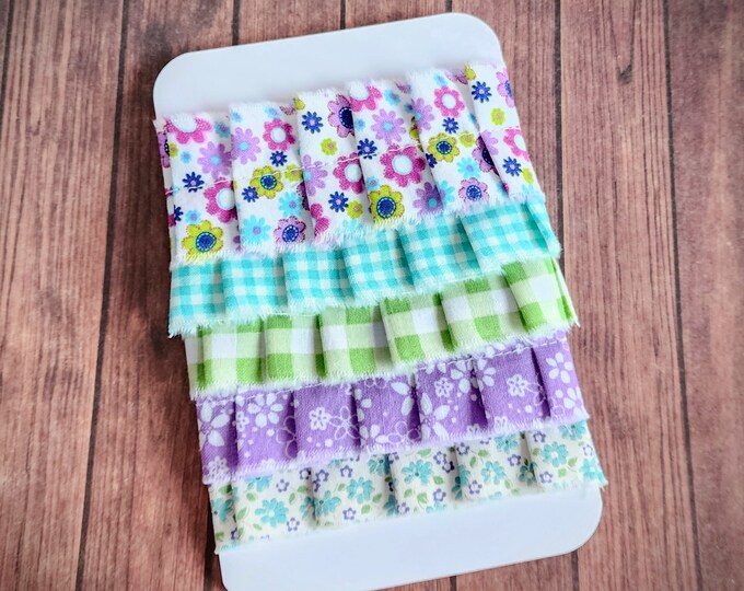 Cotton Fabric Ruffle Trims Set in Blue Teal Lime Green Purple 5 Pcs for ...