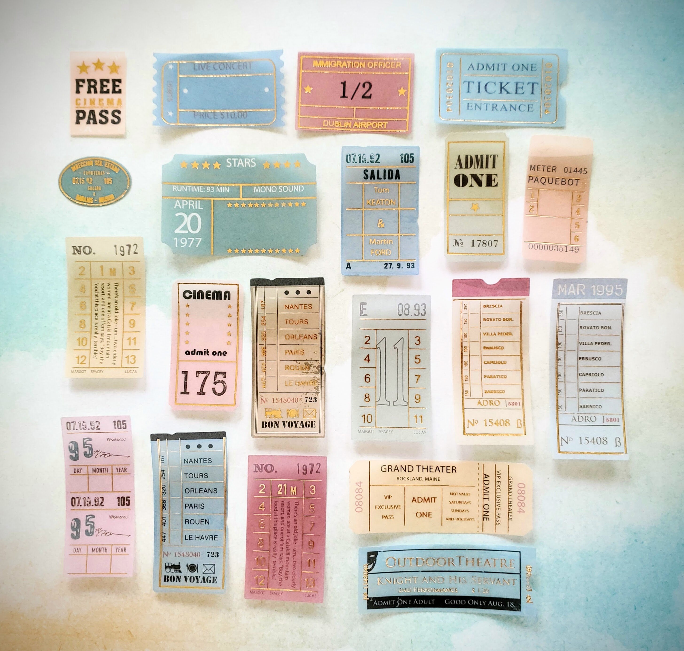 Multicolor Washi Ticket Stickers Set for Collage Junk Journal - Etsy