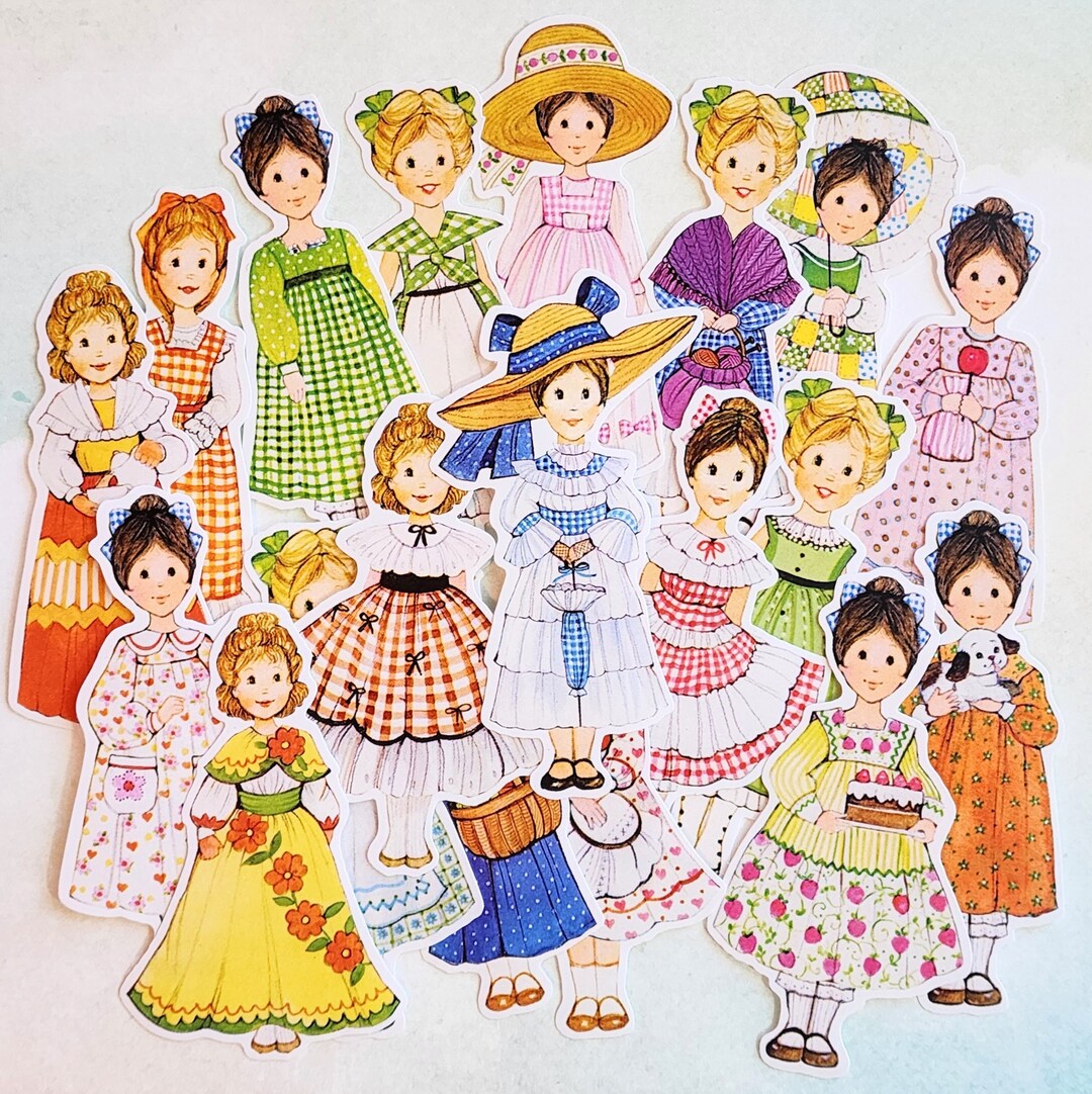 Vintage Retro Style Cute Gingham Girls Stickers 19 Pcs, Country Girls ...