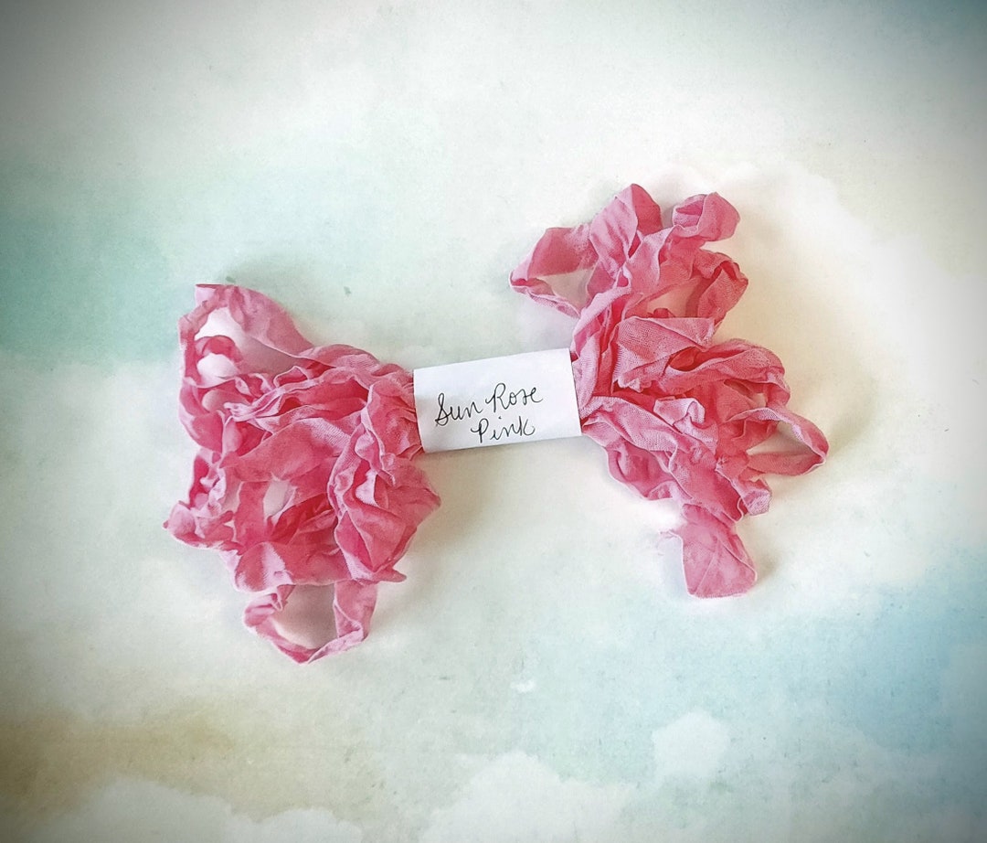 Hand Crinkled Sun Rose Pink Seam Binding Ribbon 5 Yards, Scrunched Pink ...