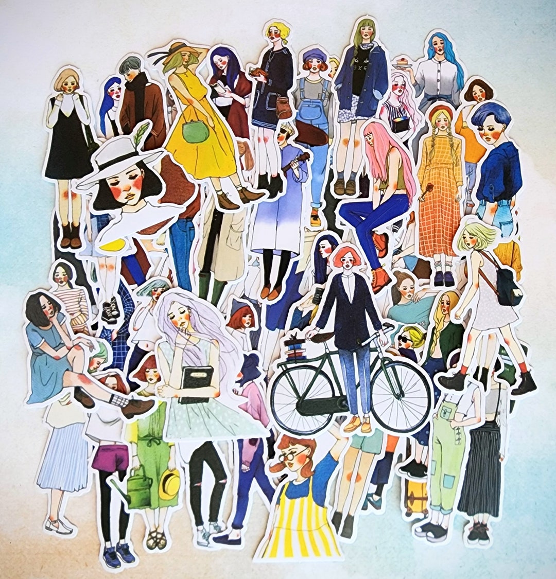 Fashion Red Cheek Girl Stickers Pack 20 Random Pcs for Planners ...