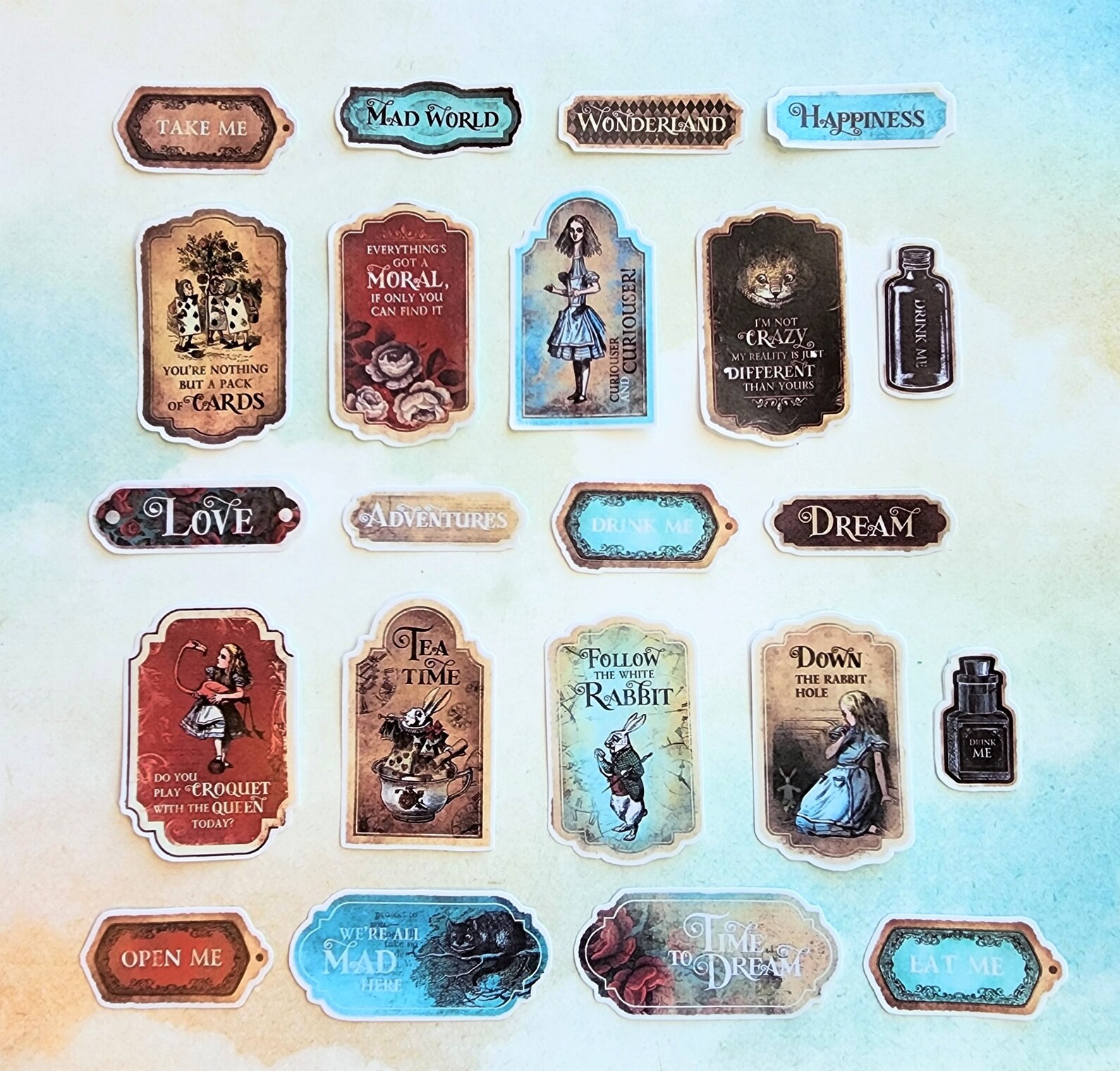 Alice in Wonderland Sticker Set 48 Pcs for Collage Journal - Etsy