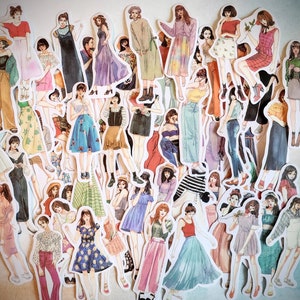 Variety Cute Fashion Girls Stickers Set 16 Pcs for Planners Journals ...