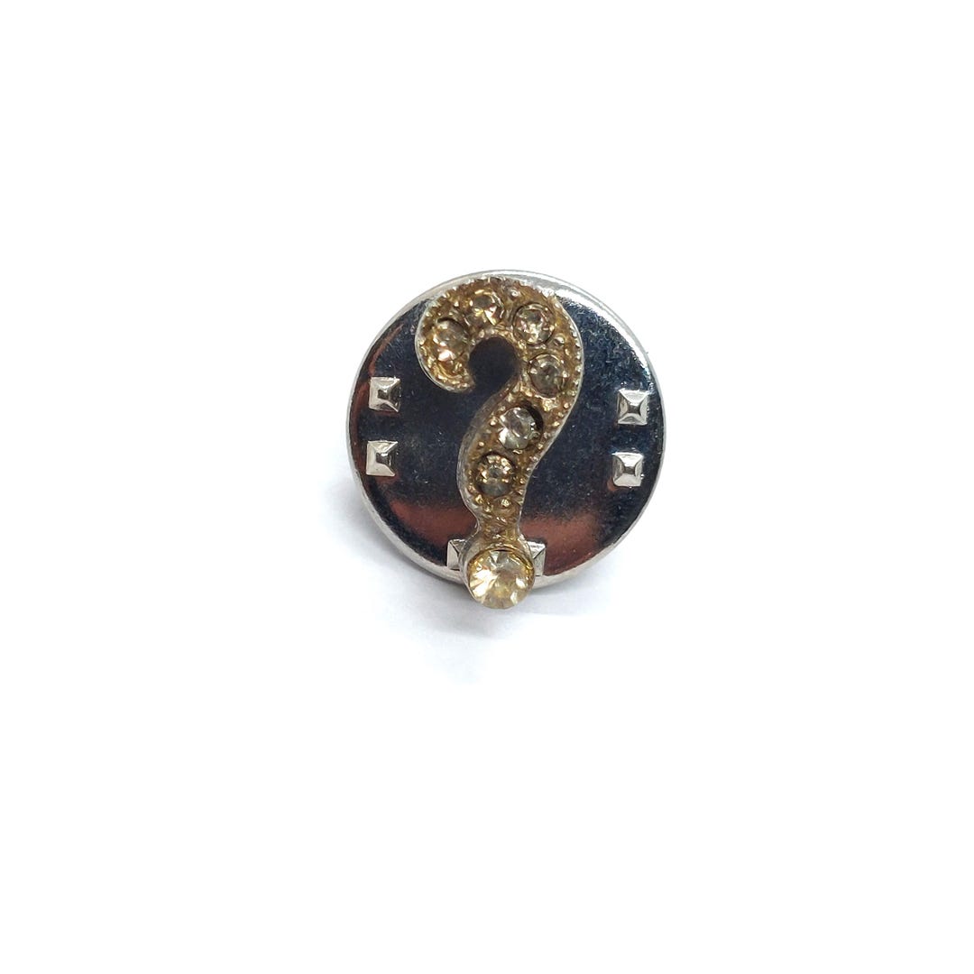 Silver Tone Question Mark Rhinestone Lapel Pin Fashion Jewelry Vintage ...
