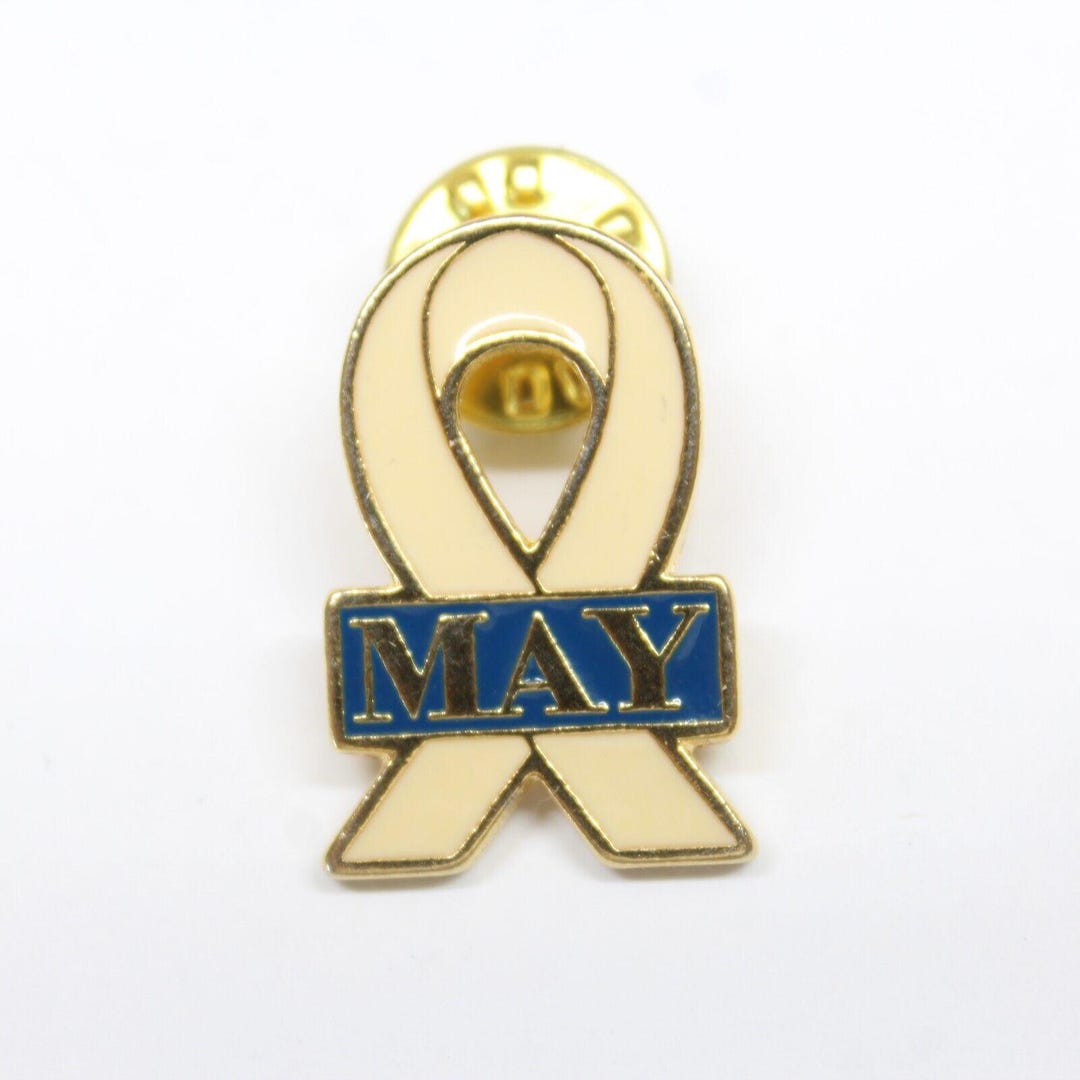 Cream Color Ribbon May Pin Lapel Enamel Collectible Canada Made - Etsy