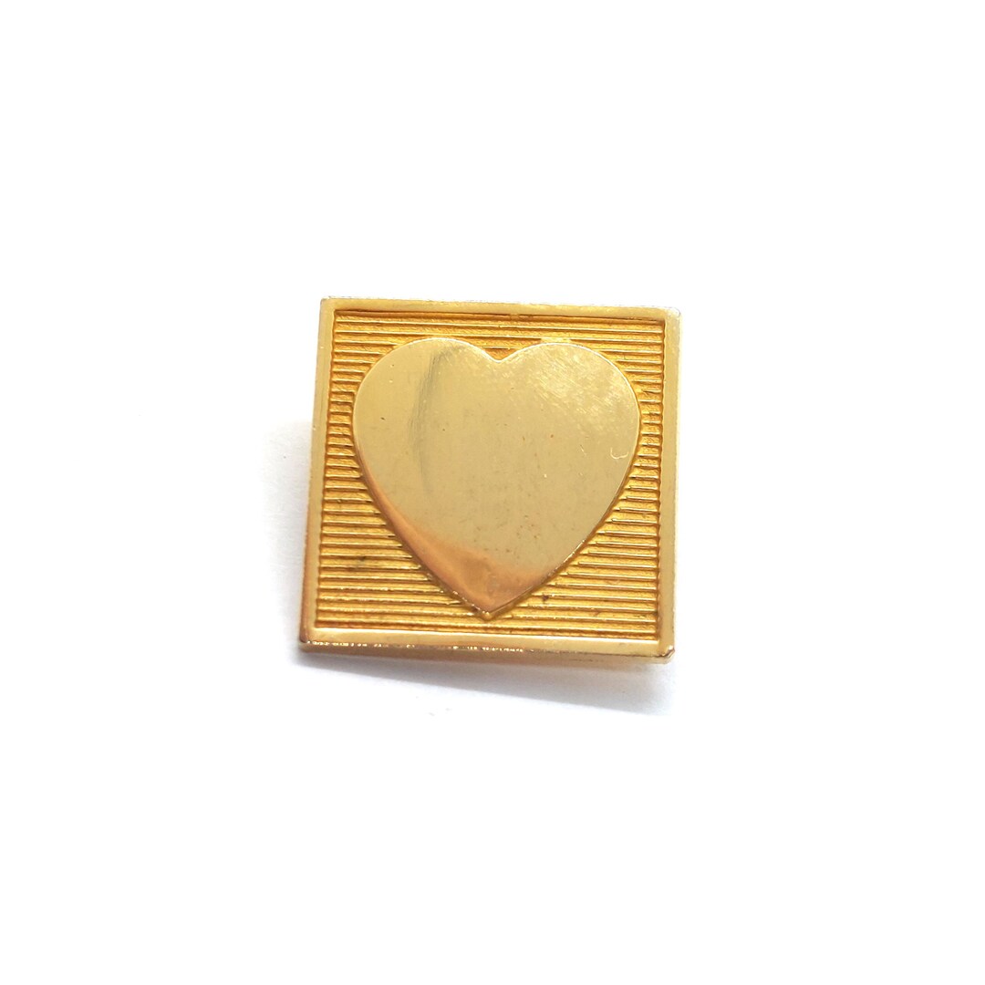 Gold Square Heart Tie Tack Lapel Pin Classic Minimalist Love Badge - Etsy