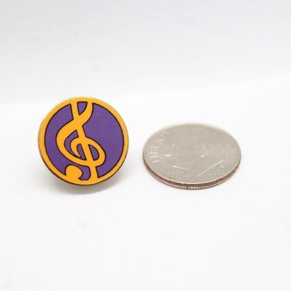 Round Treble Clef Music Note Pin Yellow and Purple Co… - Gem