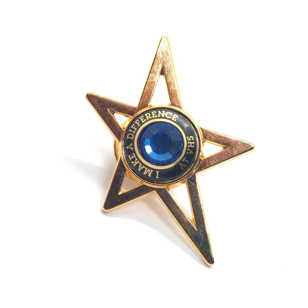 I Make a Difference at VHS Pin Star Award Gold Tone Blue Stone Center ...