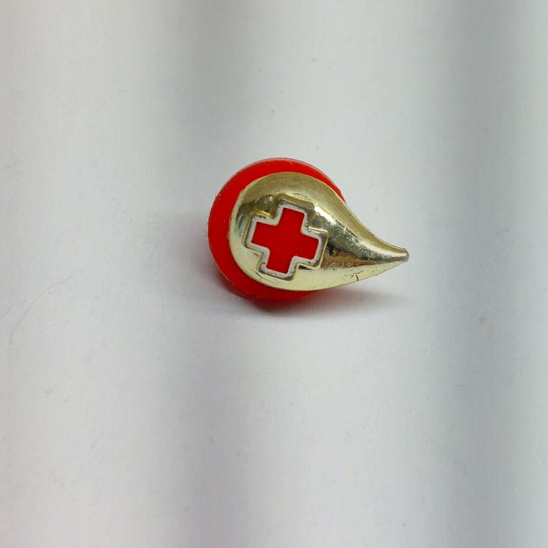 American Red Cross Blood Donation Pin Gold Tone Pinback - Etsy