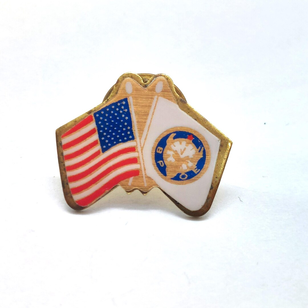 USA and BPOE Elks Crossed Flags Pin Lapel Enamel Collectible - Etsy