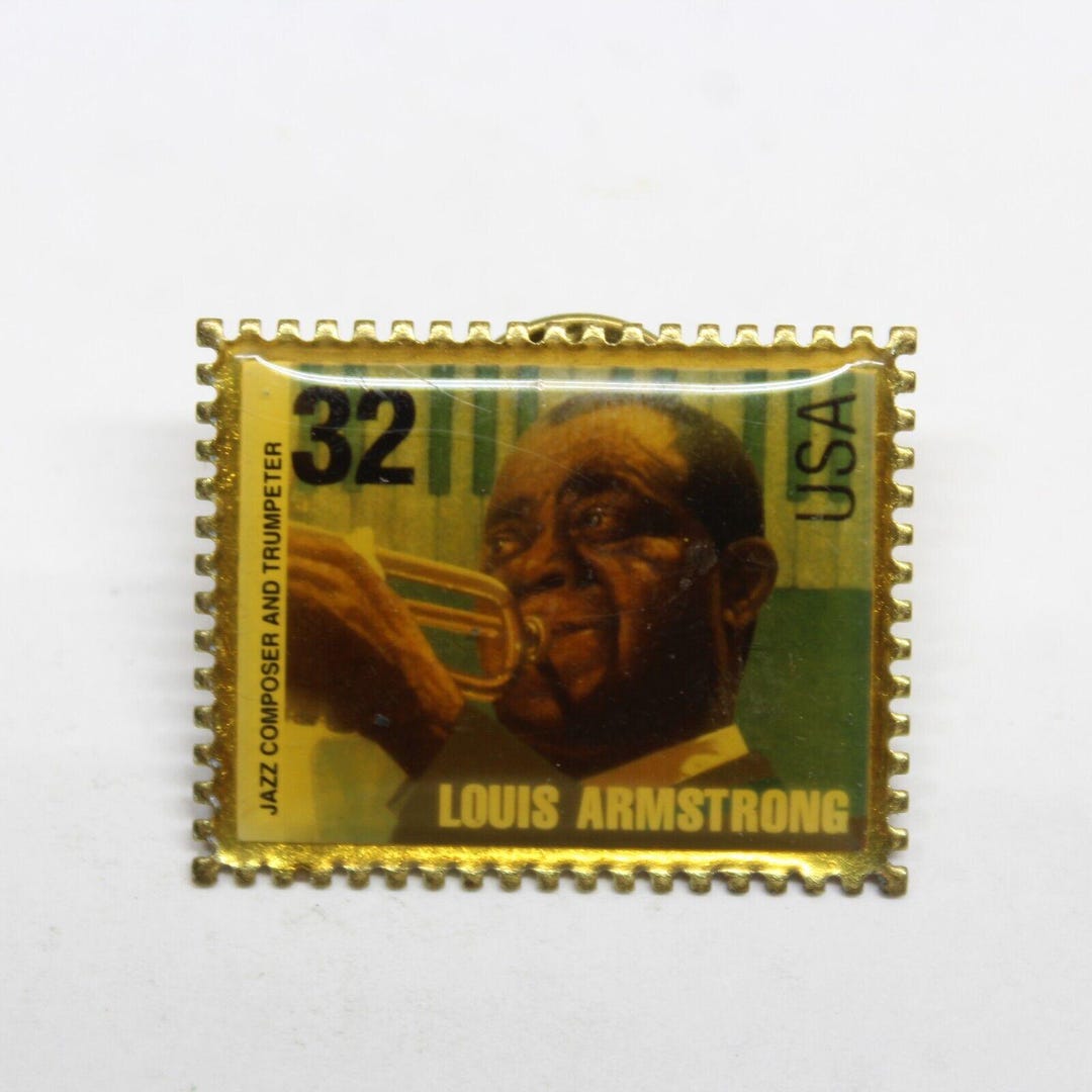 Louis Armstrong Jazz 32 USA Stamp Design Pin Lapel Enamel Collectible ...