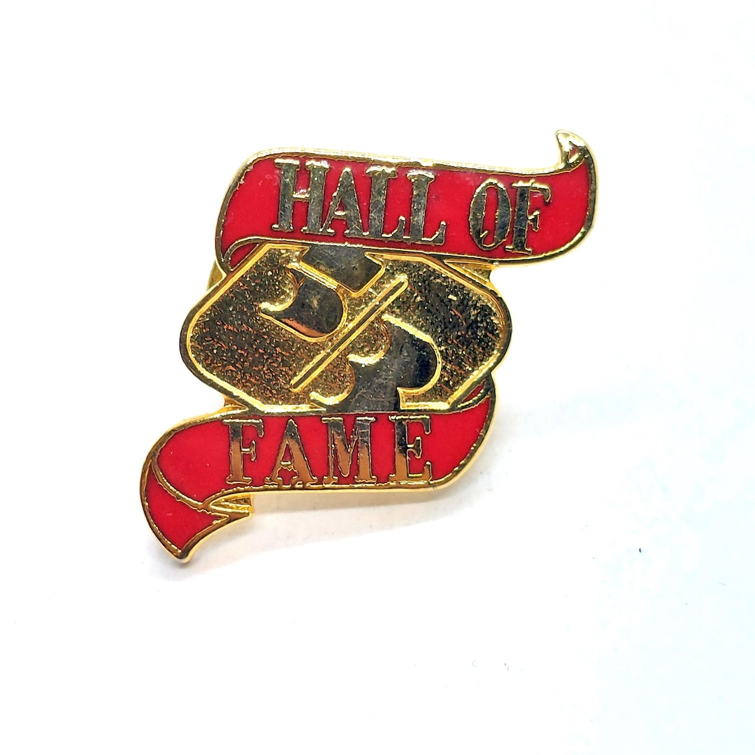 Vintage Hall of Fame Award Pin Lapel Enamel Collectible Red and Gold ...