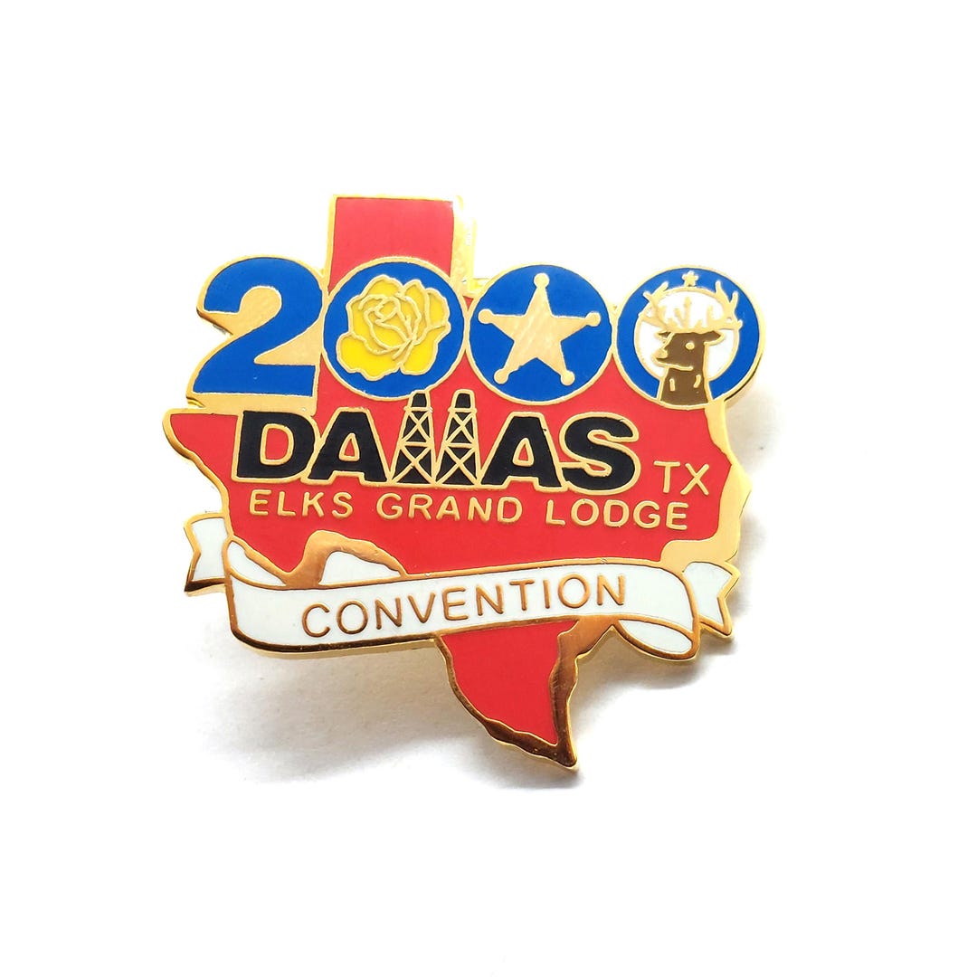Dallas Texas Elks Grand Lodge 2000 Convention State Map Yellow Star ...