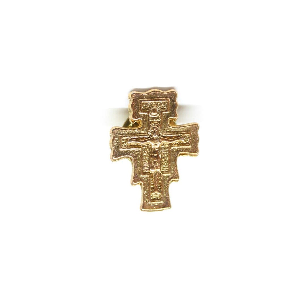 Jesus on Cross Christ Pin Lapel Gold Tone Enamel Collectible - Etsy