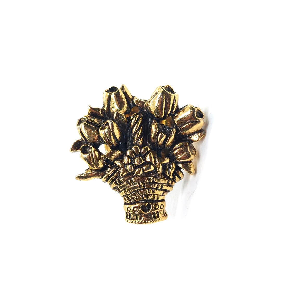 Tulip Flower Basket Pin Vintage Floral Awards Collectors Garden Spring ...