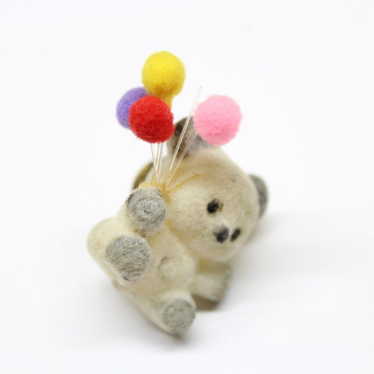Fuzzy 3D Small White Teddy Bear & Colorful Balloon Bouquet Pin Lapel ...