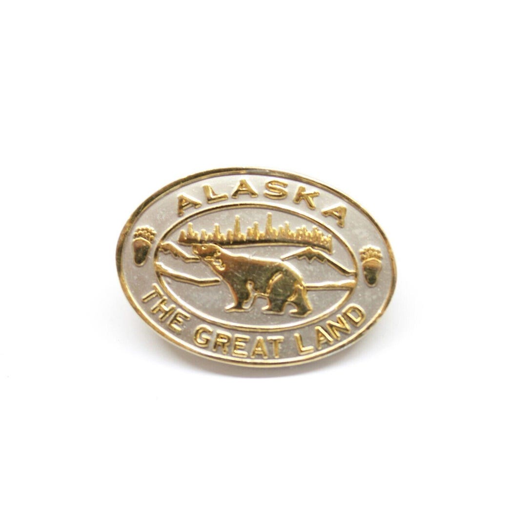 Alaska the Great Land Pin Polar Bear Lapel Enamel Collectible Souvenir ...