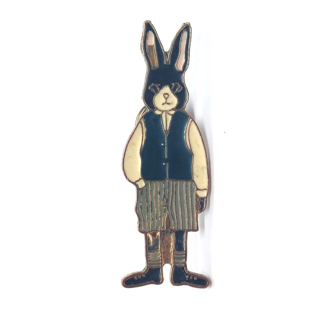 Vintage Dapper Bunny Rabbit Pin Golf Lapel Enamel Collectible Shorts ...