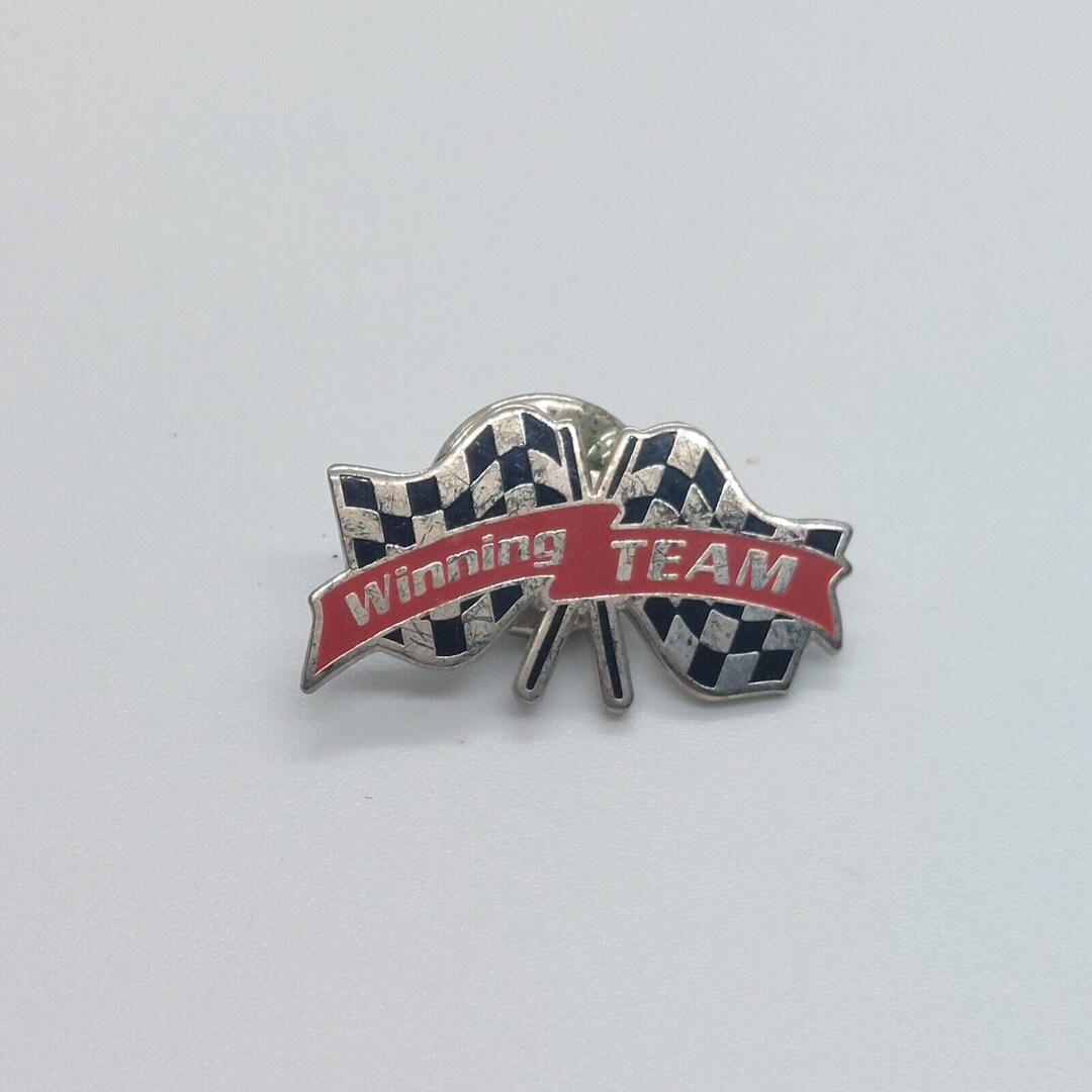 Winning Team Pin Crossed Signal Racing Flags Lapel Enamel Collectible ...