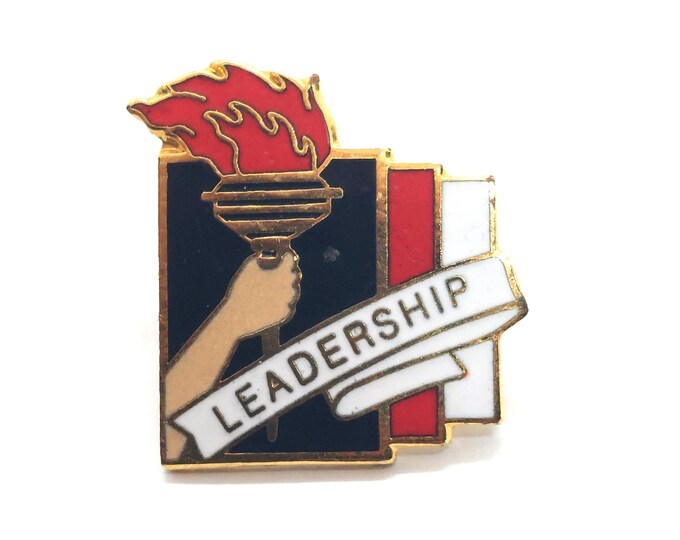 Leadership Torch Flame Enamel Lapel Pin Red White Black School Club ...