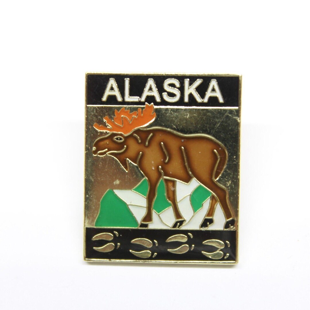 Alaska Moose Pin Footprints Lapel Enamel Collectible Souvenir - Etsy