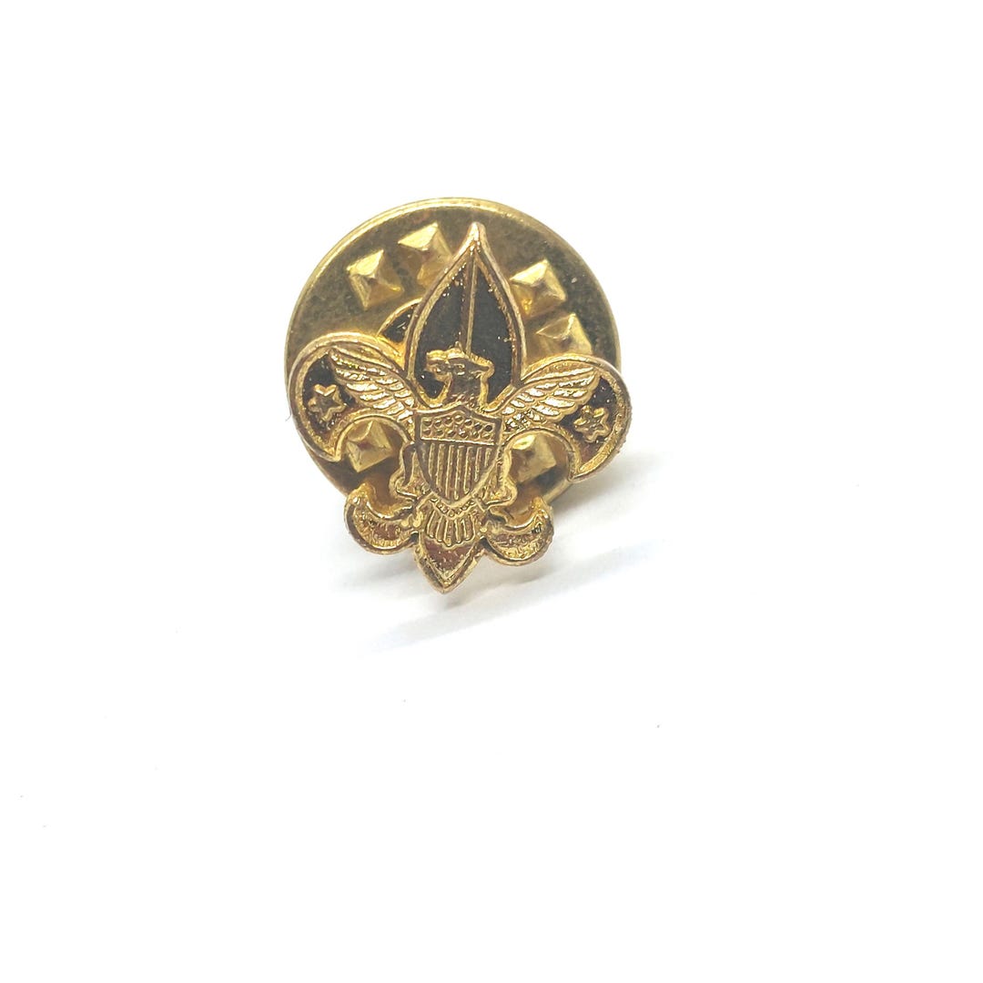 Vintage BSA Boy Scouts Eagle Brass Fleur De Lis Pin Lapel Collectible ...