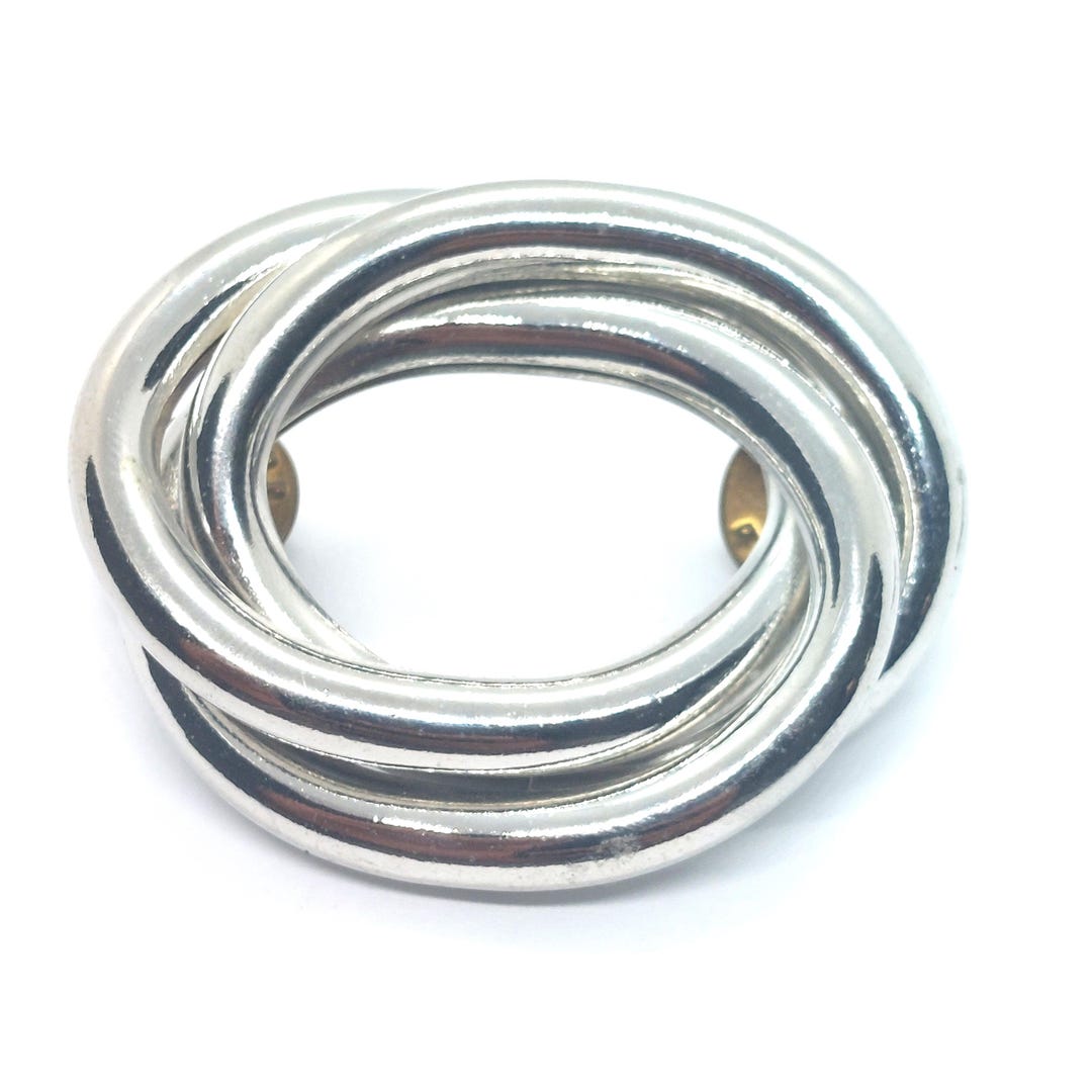 Modern Abstract Interlocking Knot Spiral Silver Tone Oval Brooch Pin ...