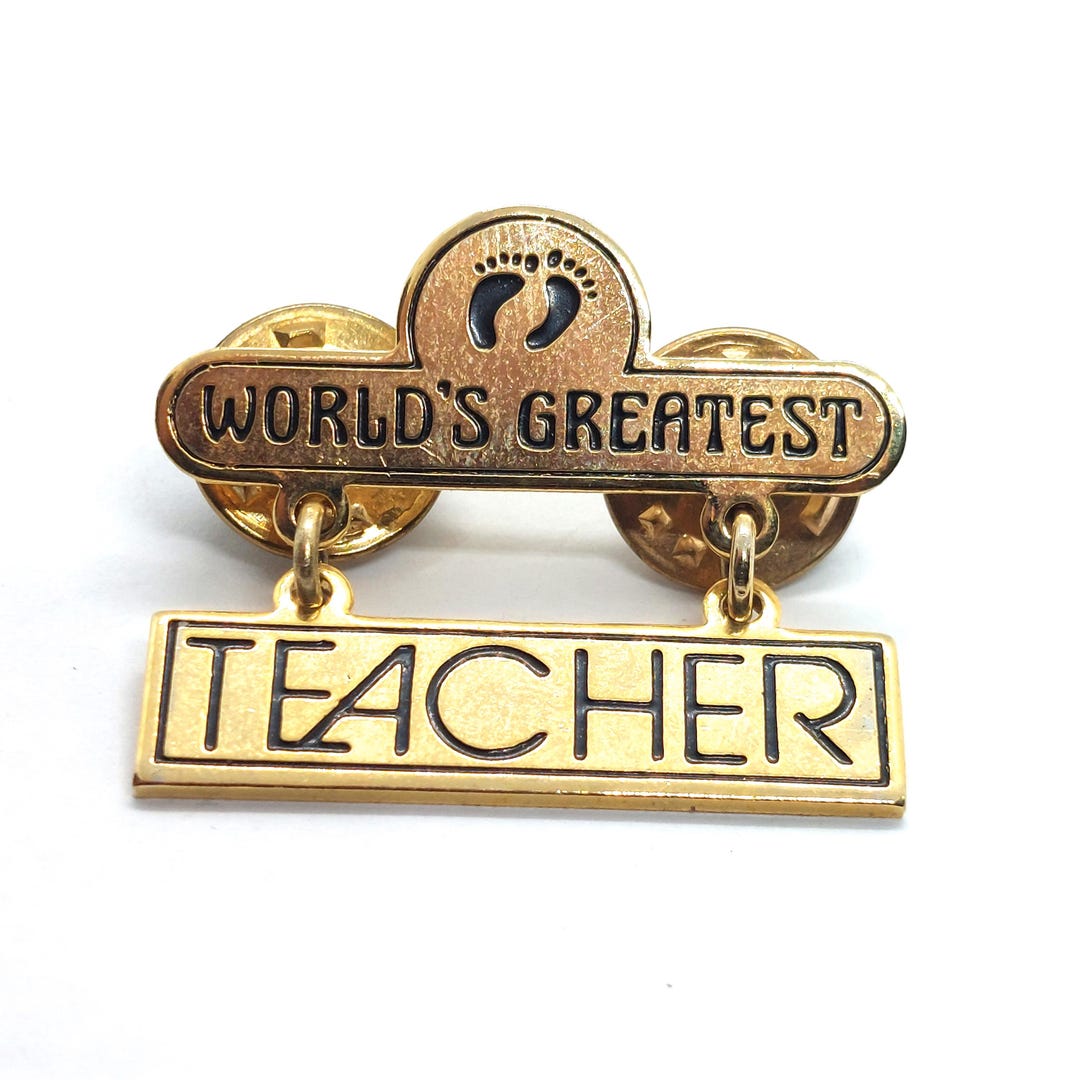 World's Greatest Teacher Pin Appreciation Gift Classroom Staff Award ...