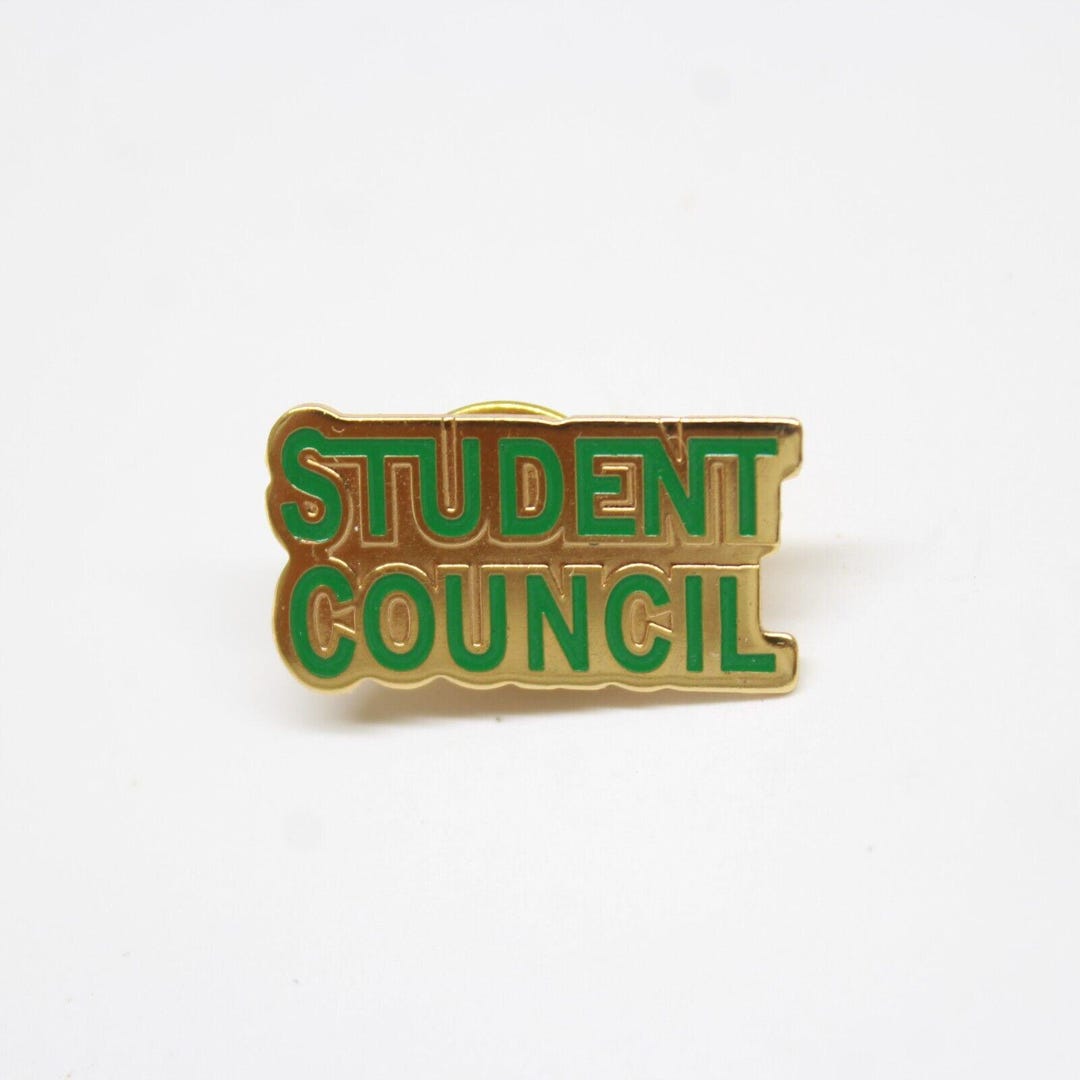 Student Council Pin Green Letters Gold Tone Lapel Enamel Collectible - Etsy