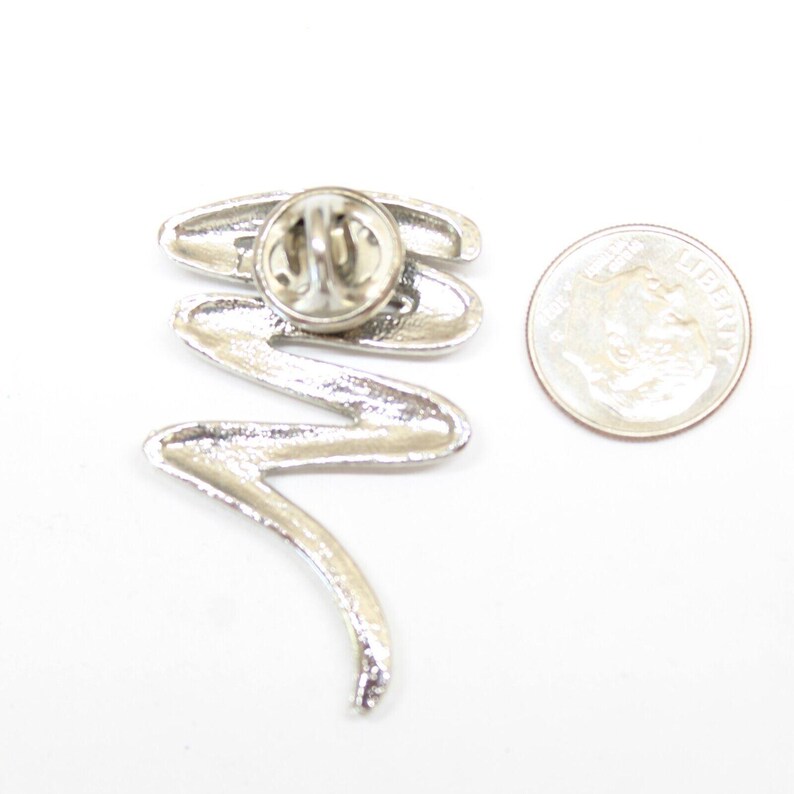 Zig Zag Scribble Squiggle Pin Brooch Silver Tone Lapel Enamel ...