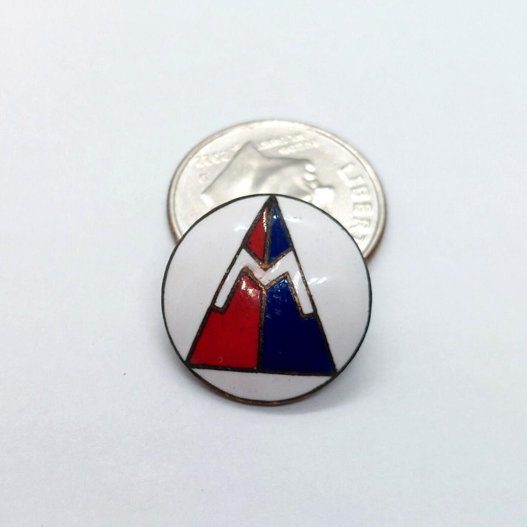 Vintage M Triangle Pin Domed Red Blue Lapel Enamel Collectible - Etsy