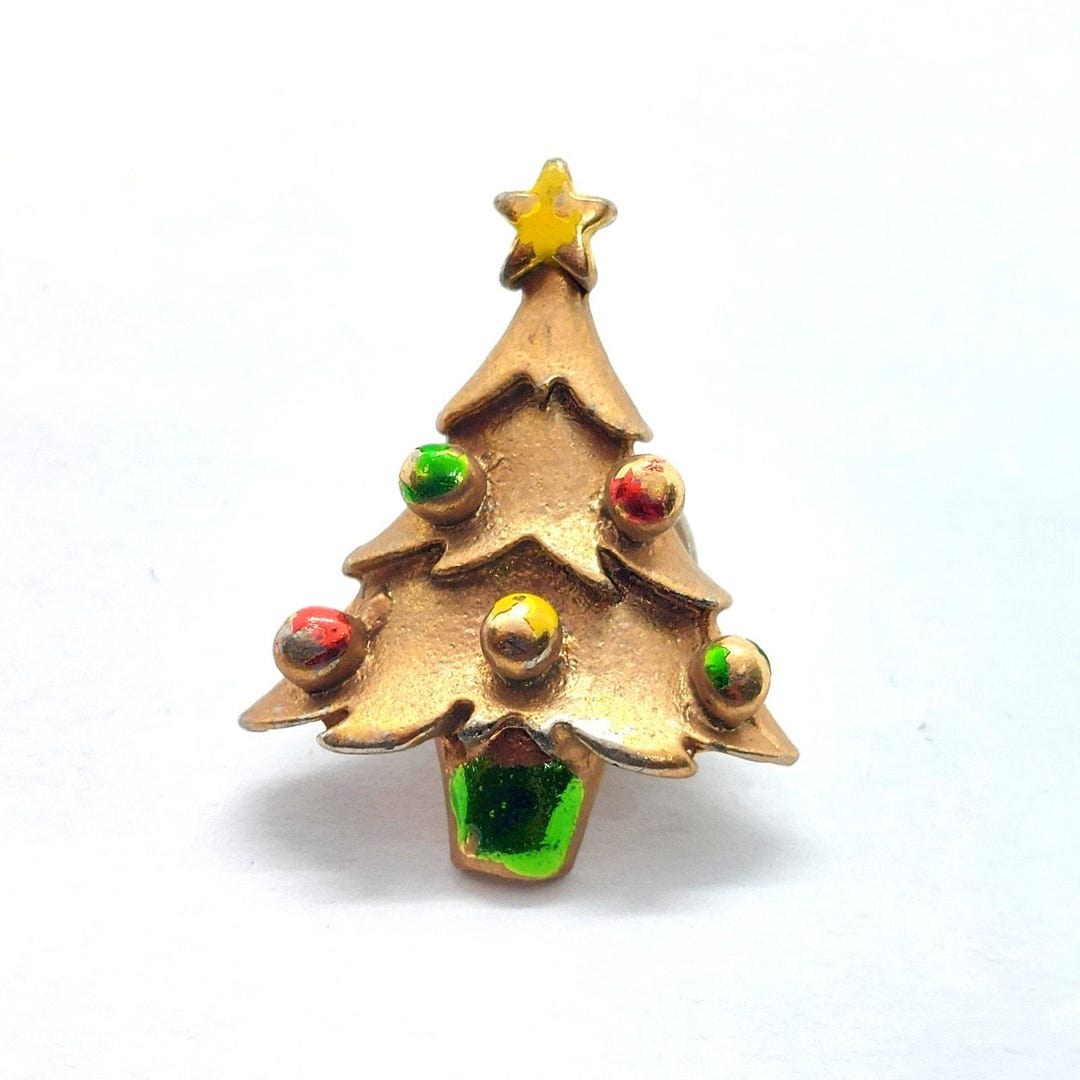 Vintage Christmas Tree Pin Retro Collectors Brooch Holiday Festive Fun ...