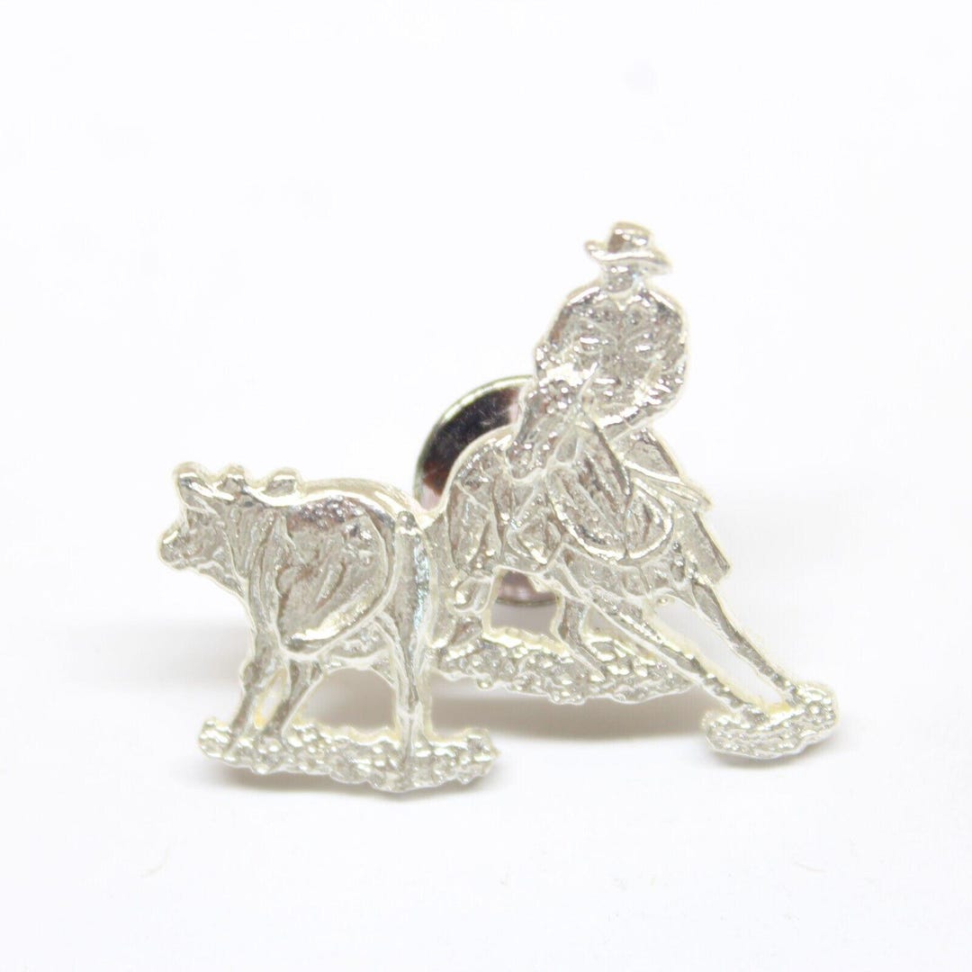 Cowboy Horse Bull Rodeo Pin Silver Tone Lapel Enamel Collectible - Etsy