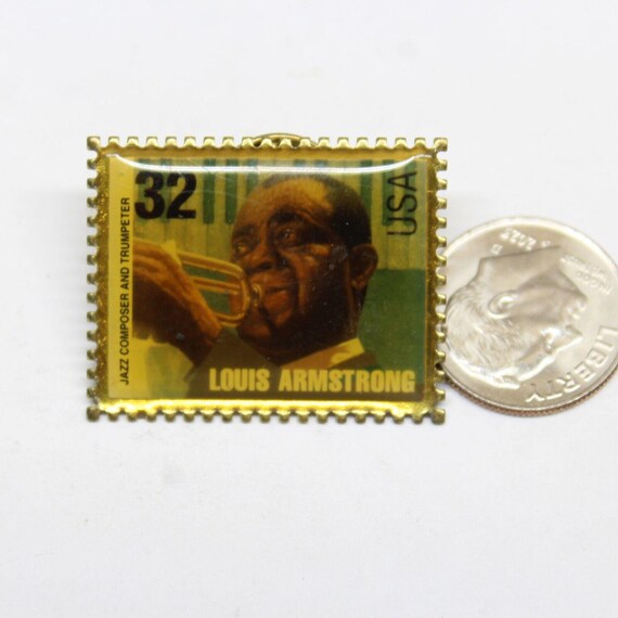 Louis Armstrong Jazz 32 USA Stamp Design Pin Lapel En… - Gem