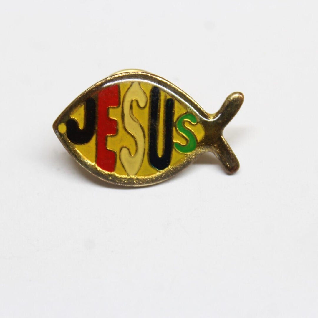 Jesus Fish Pin Lapel Enamel Collectible Christian Religious Ichthys - Etsy