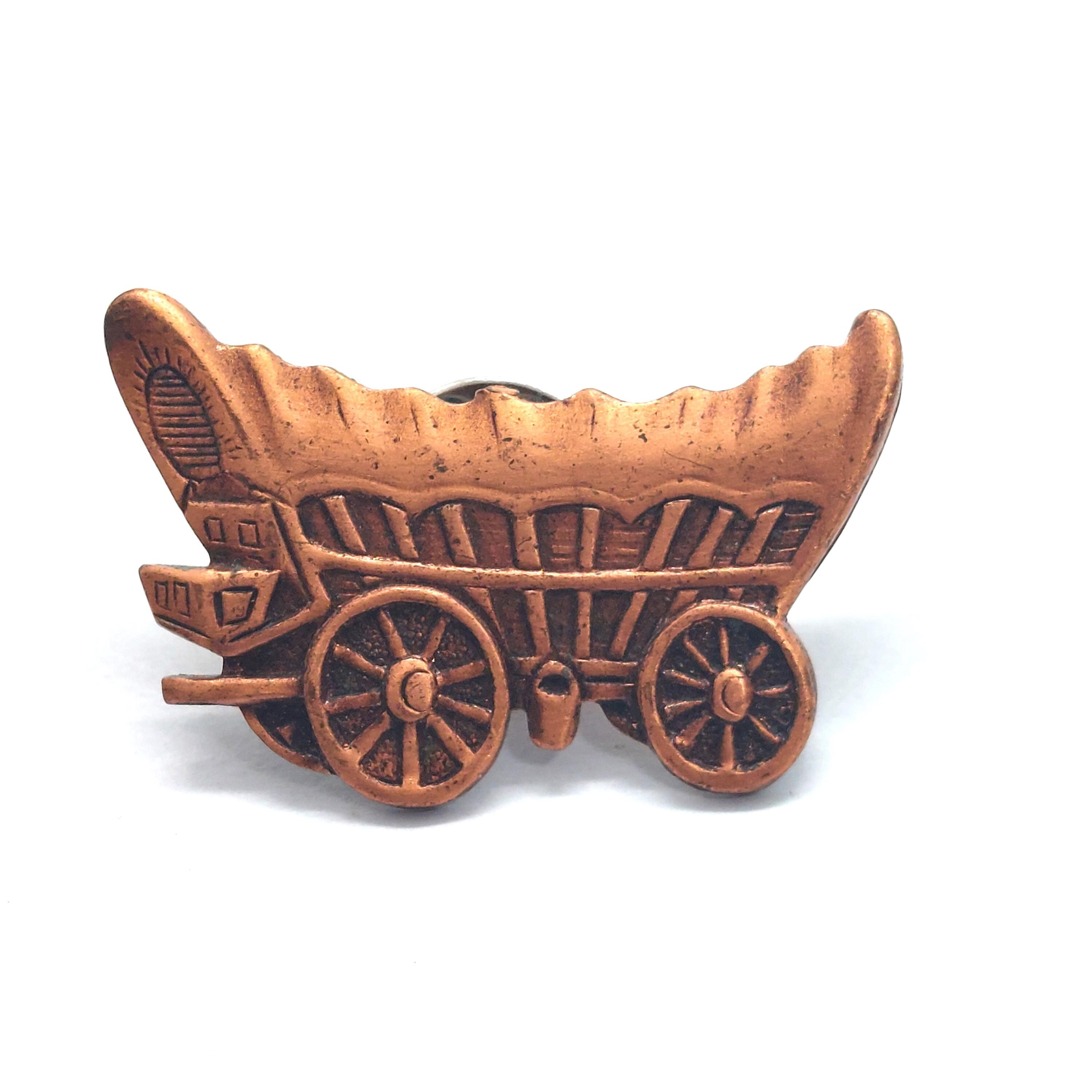 Copper Tone Conestoga Wagon Pioneer Western Style Lapel Brooch Pin ...