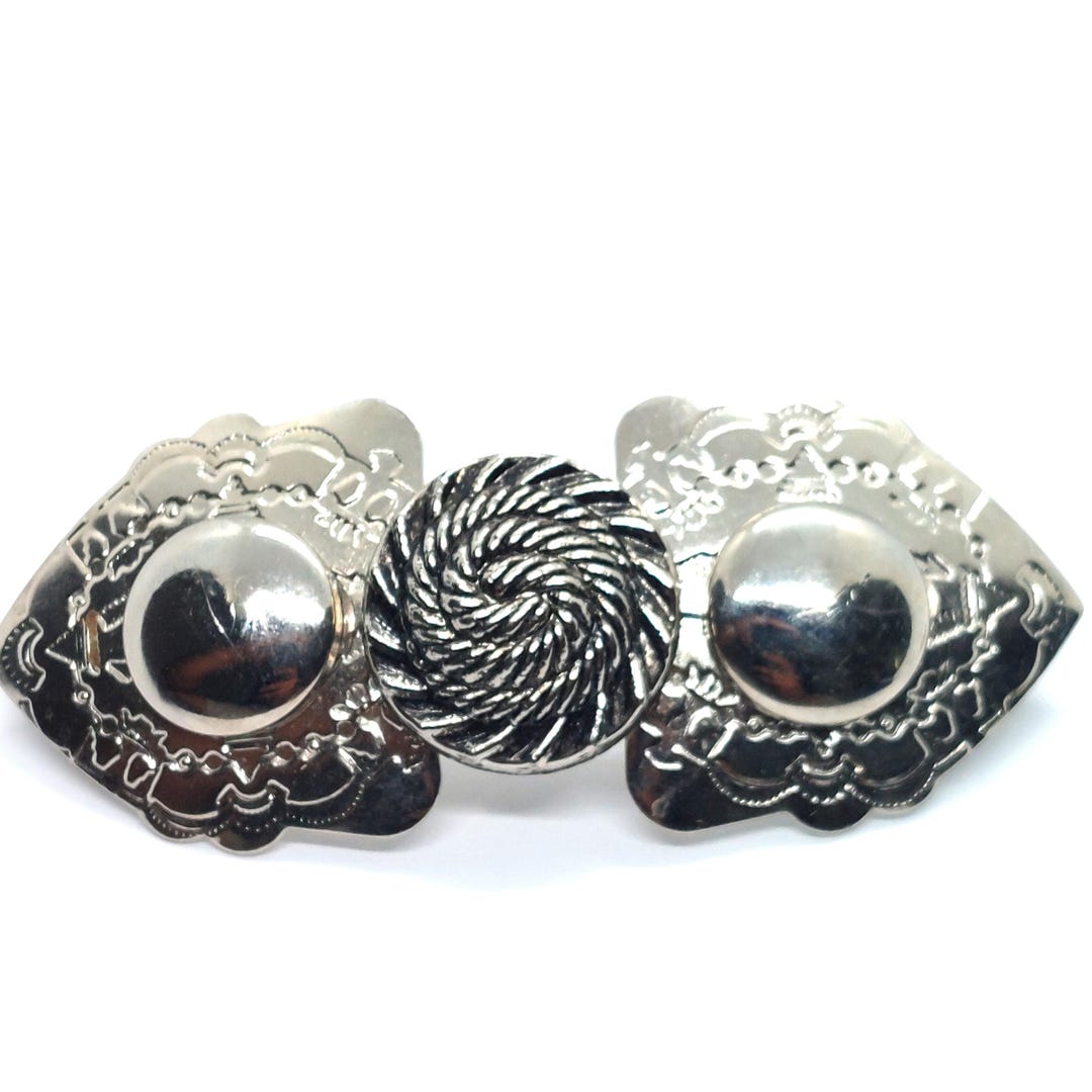 Vintage Southwestern Concho Pin Western Silver Tone Rope Swirl Fashion ...