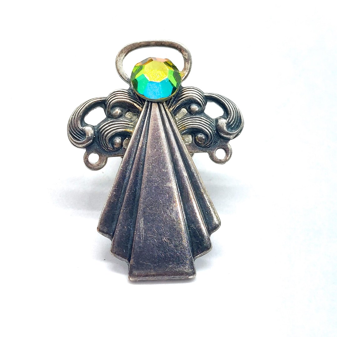 Angel Halo Pin Religious Faith Symbol Vintage Green Stone Lapel - Etsy