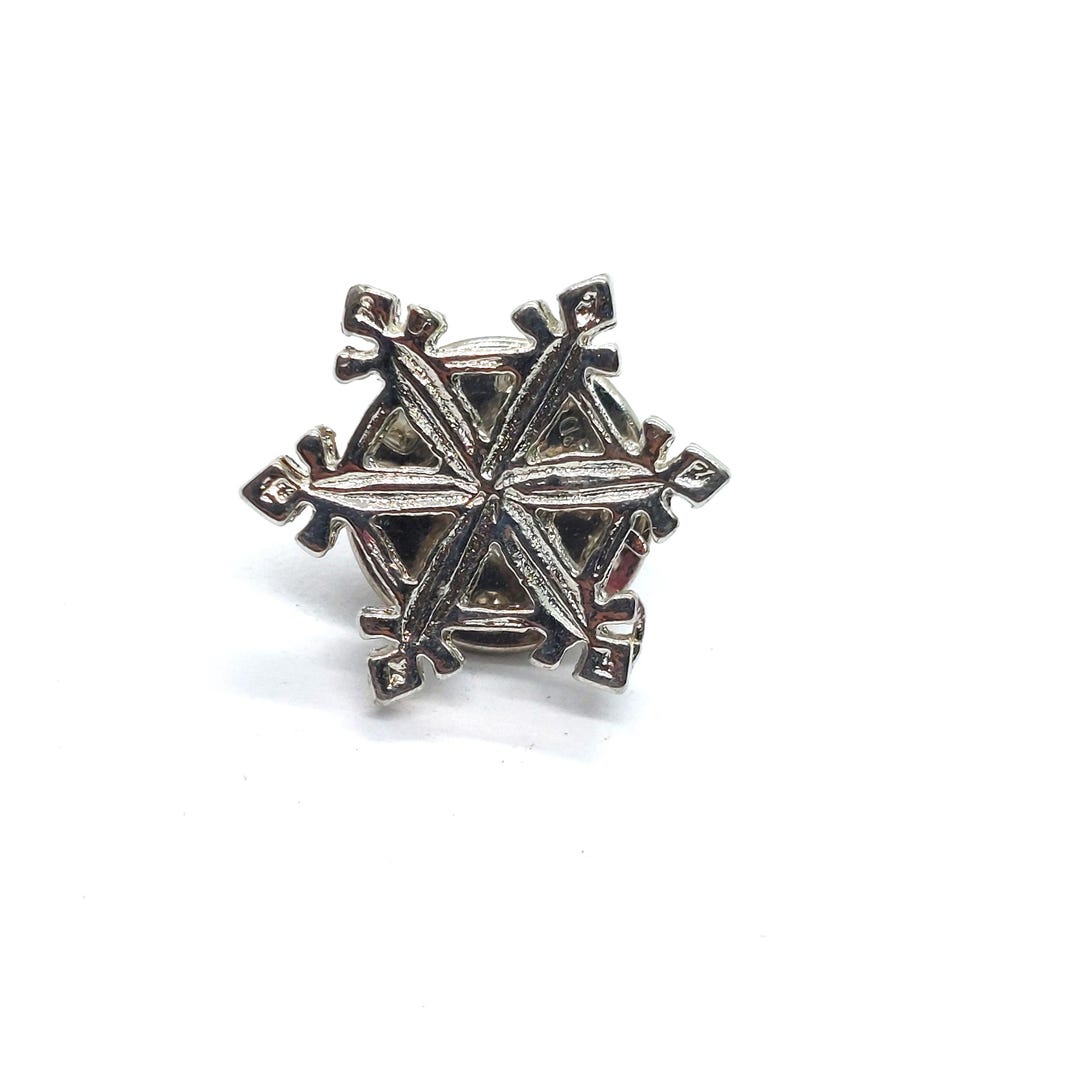 Silver Snowflake Shaped Lapel Pin With Raised Textured Winter Pattern ...