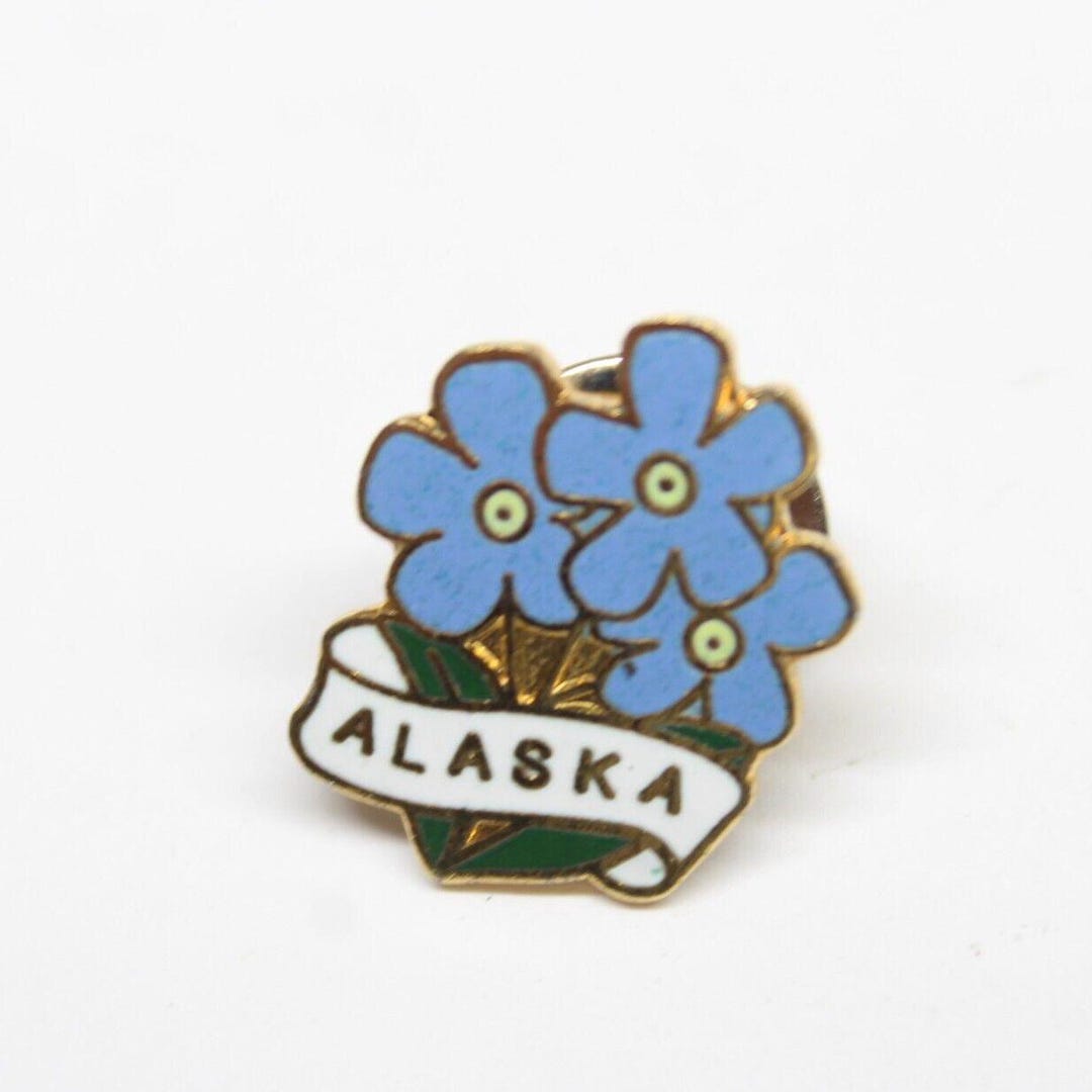 Alaska Forget Me Not Flower Pin Lapel Enamel Collectible Souvenir - Etsy