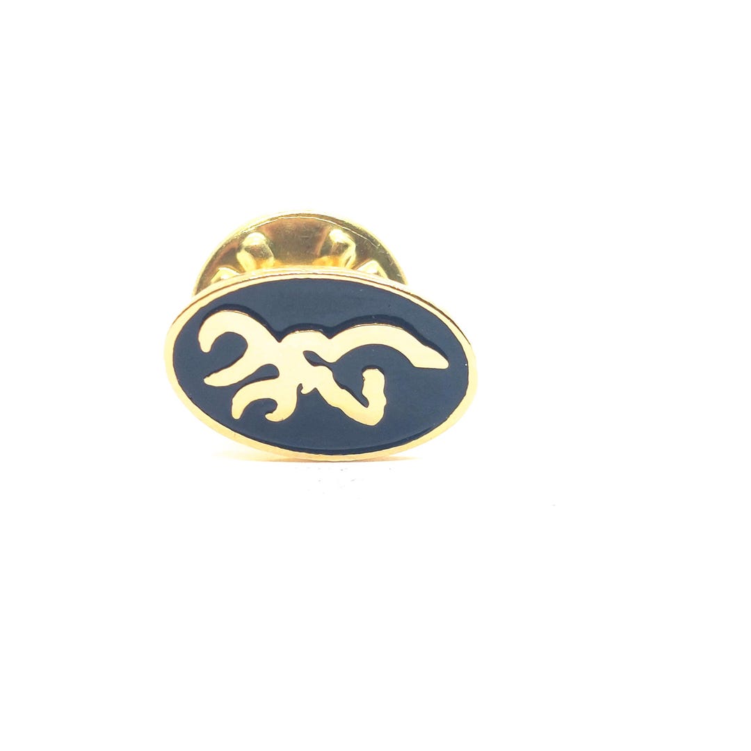 Oval Emblem Blue Script Motif Pin Elegant Curved Symbol Lapel Accent ...
