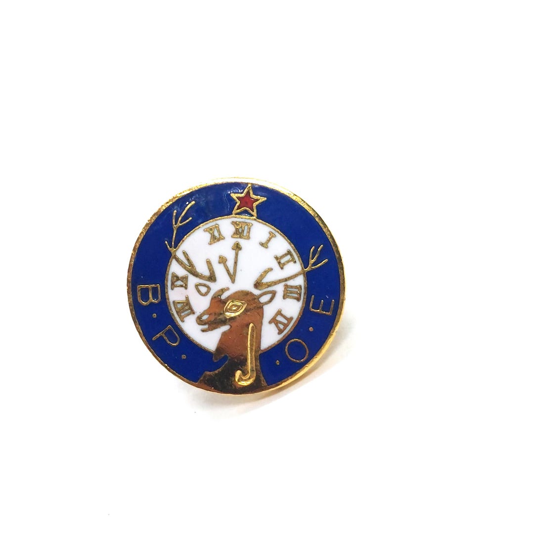 Vintage BPOE Elks Club Lapel Pin Blue Enamel Gold Tone Fraternal Badge ...