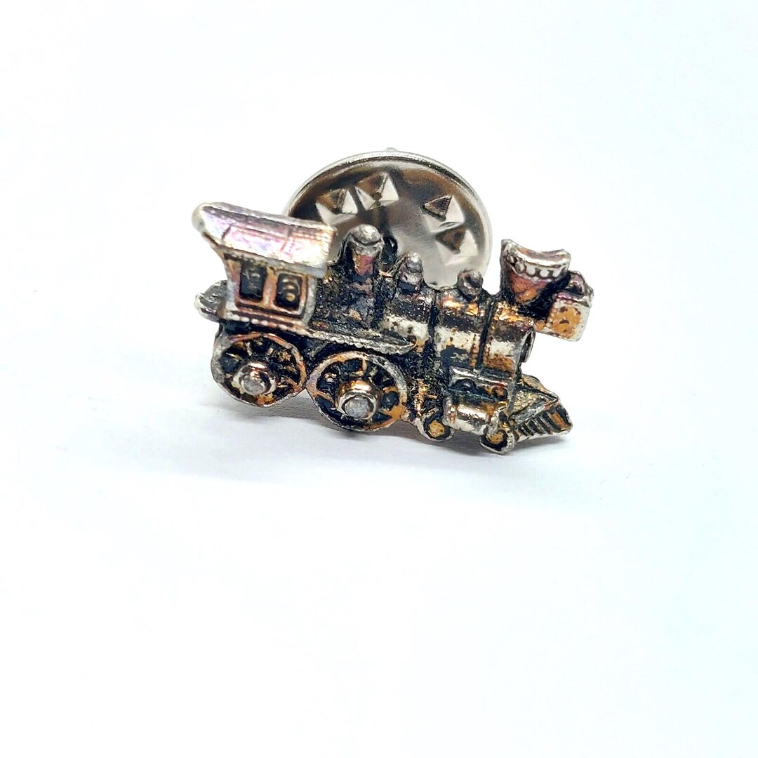 Train Locomotive Pin Silver Tone Lapel Enamel Collectible - Etsy