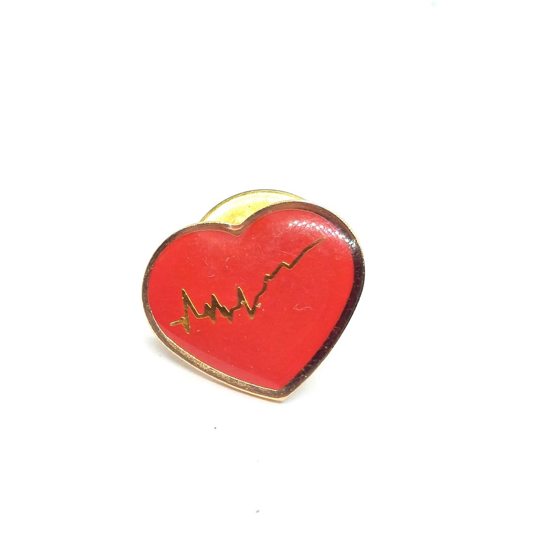 Red Heart Pin Heartbeat Lapel Enamel Collectible VTG Valentine's - Etsy