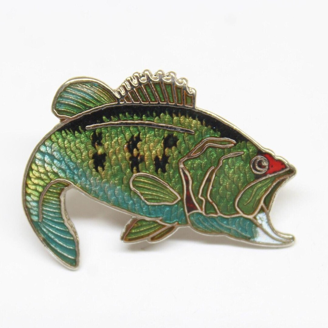 VINTAGE Fish Largemouth Bass Pin Lapel Enamel Collectible MAFCO Big ...