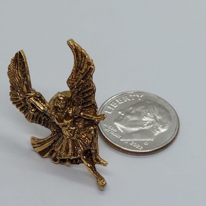 TBN Michael Archangel Pin Brooch Christian Warrior Gold Tone Lapel ...
